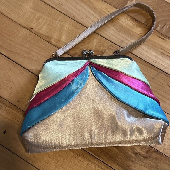 Sasha | Bags | Sasha Purse Evening Kiss Lock Green Pink Blue Champagne ...